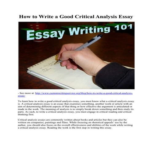 How to write a good critical analysis essay | PDF