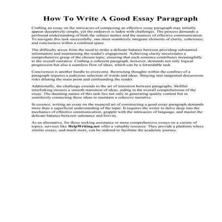 How To Write A Good Essay Paragraph | PDF