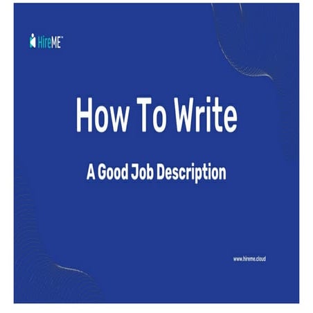 How To Write A Good Job Description | PPT