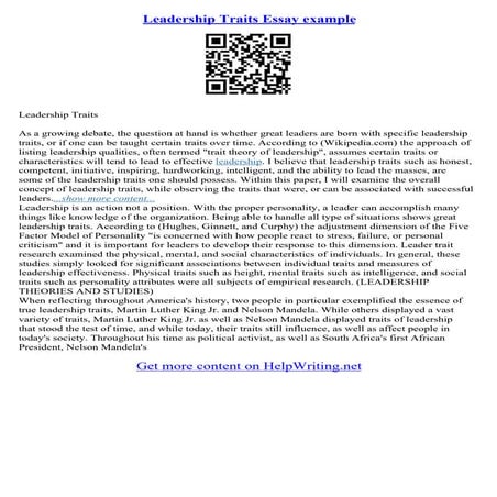 How To Write A Good Leadership Essay | PDF