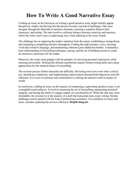How To Write A Good Narrative Essay Writing A Compelling Personal