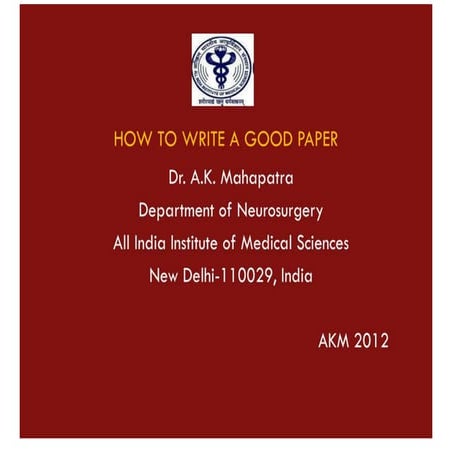 HOW TO WRITE A GOOD PAPER | PDF