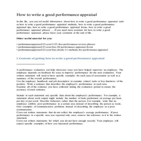 How to write a good performance appraisal | DOCX