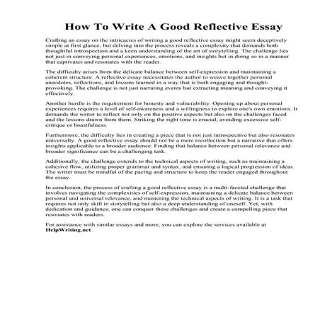 How To Write A Good Reflective Essay. 50 Best Reflective Essay Examples Topic Samples ᐅ ...