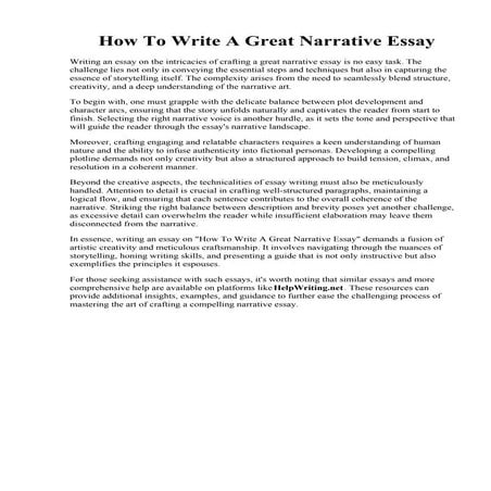 How To Write A Great Narrative Essay. 21 Narrative Essay Examples ...
