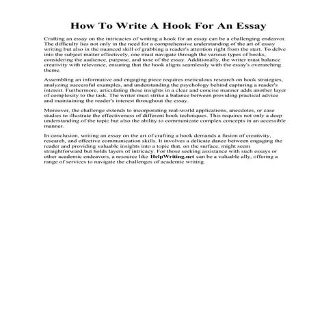 How To Write A Hook For An Essay | PDF