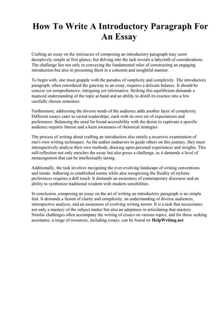 How To Write A Introductory Paragraph For An Essay.pdf How To Write A Introductory Paragraph For An Essay.pdf