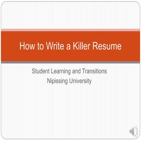 How to write a killer resume | PPT