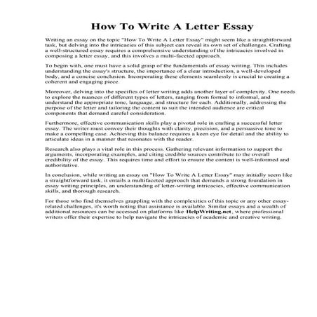 How To Write A Letter Essay. Informal Letter Essay Sample Goal Action ...