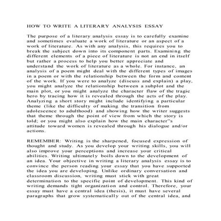 Character analysis essay