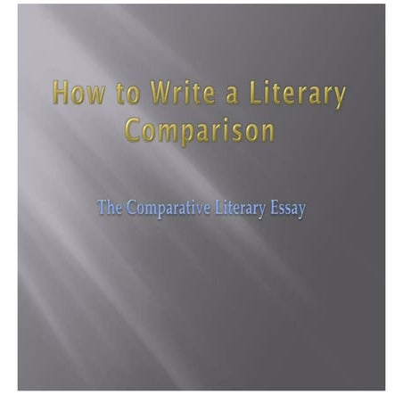 How To Write A Literary Comparison | PDF