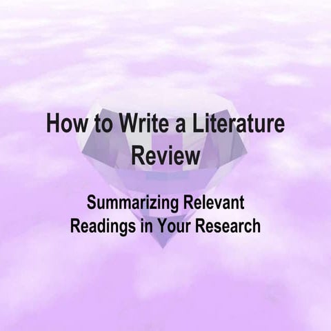 How to Write a Literature Review.pptx PhD | PPTX