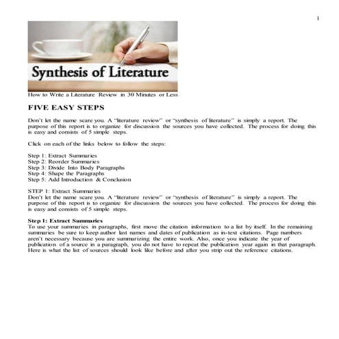 How to Write a Literature Review in 30 Minutes or Less | DOCX ...