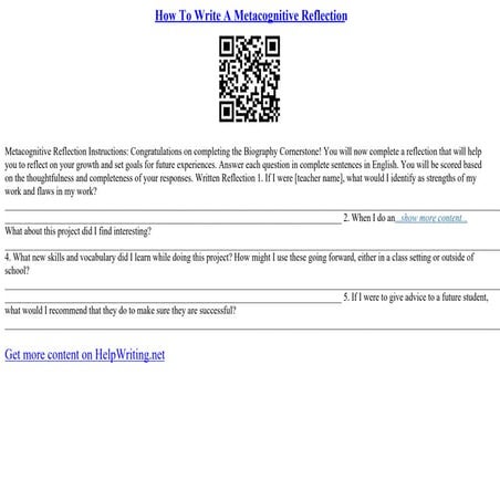 How To Write A Metacognitive Reflection | PDF