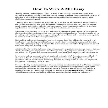 How To Write A Mla Essay | PDF