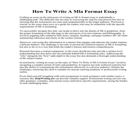 How To Write A Mla Format Essay | PDF