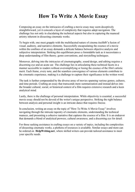 Film Analysis Essay Example. The University of Tampa | PDF