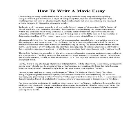 How To Write A Movie Essay.pdfHow To Write A Movie Essay. 011 Movie Review Essay Analysis Sample ...