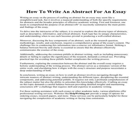 How To Write An Abstract For An Essay | PDF