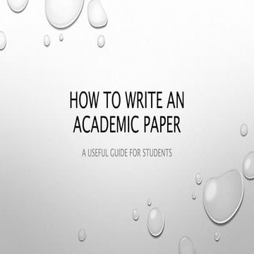 How to write an academic paper | PPT