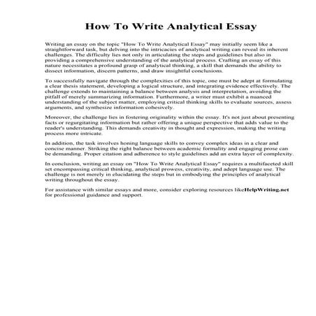How To Write Analytical Essay. Chattanooga State Community College | PDF
