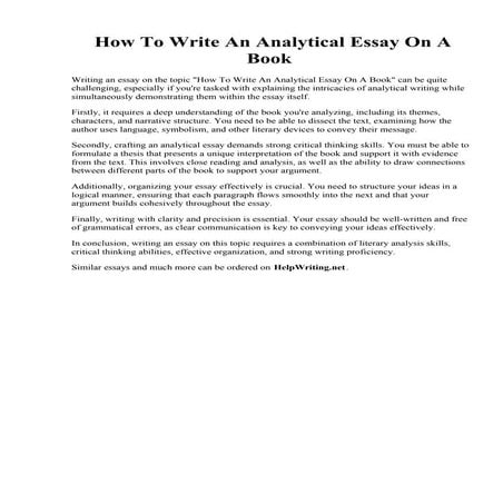 How To Write An Analytical Essay On A Book.pdf