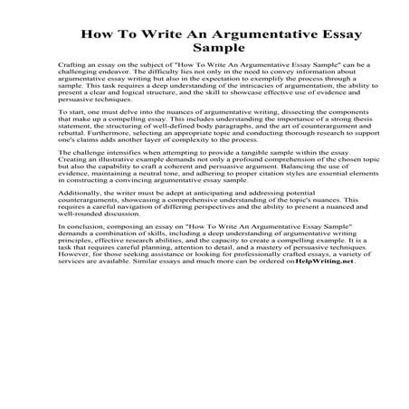 How To Write An Argumentative Essay Sample | PDF