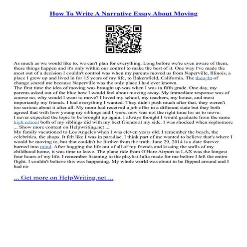 How To Write A Narrative Essay About Moving | PDF