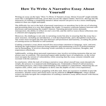 How To Write A Narrative Essay About Yourself.pdf