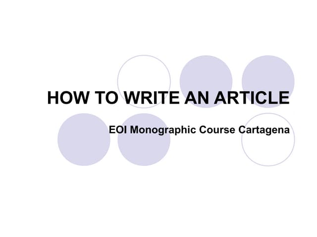 How to Write an Article | PPTX