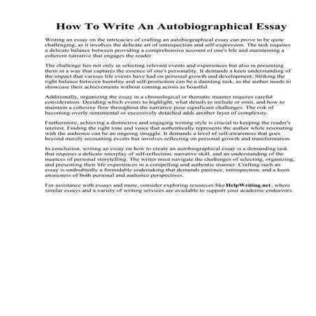 How To Write An Autobiographical Essay. Autobiographical Essay | PDF