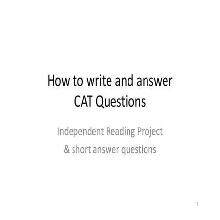 How To Write And Answer CAT Questions | PDF