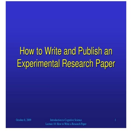 How To Write And Publish An Experimental Research Paper | PPT