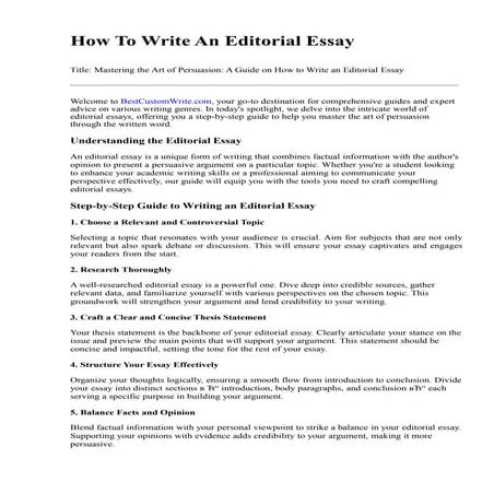 How To Write An Editorial Essay | PPT