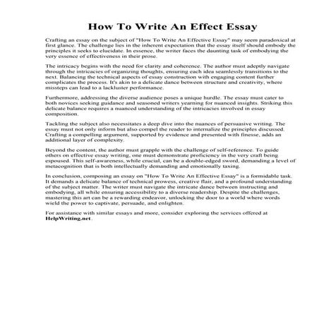 How To Write An Effect Essay | PDF