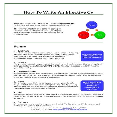 How To Write An Effective CV | PDF