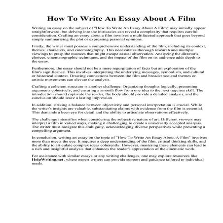 How To Write An Essay About A Film | PDF