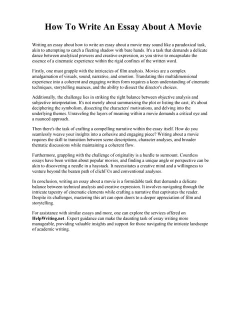 Film Analysis Essay Example. The University of Tampa | PDF