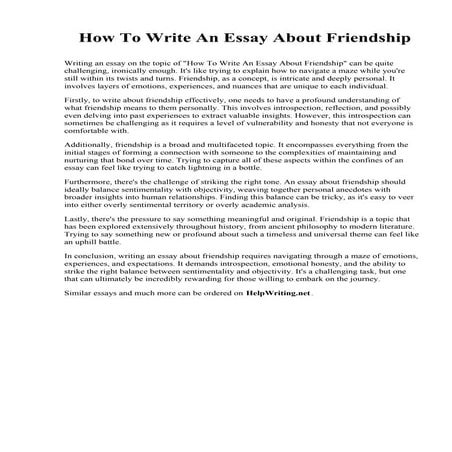 How To Write An Essay About Friendship.pdf