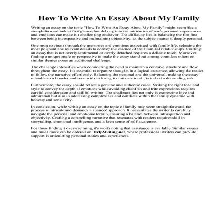 How To Write An Essay About My Family | PDF