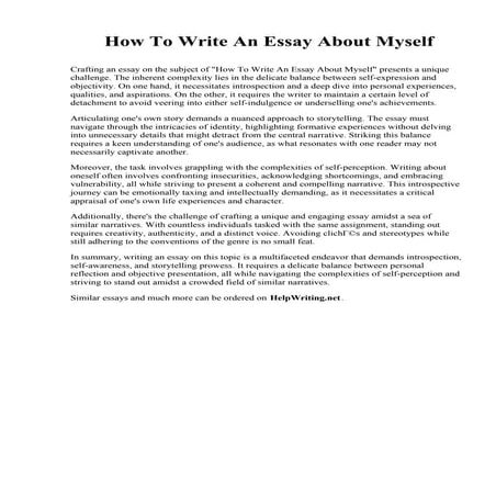 How To Write An Essay About Myself. Connors State College | PDF