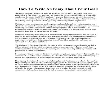 How To Write An Essay About Your Goals. 004 Goals Essay Examples ...
