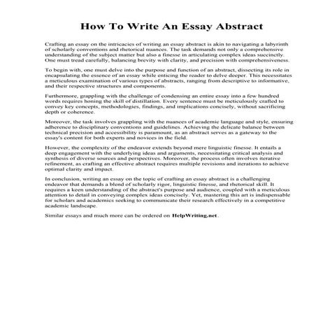 How To Write An Essay Abstract | PDF
