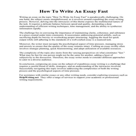 How To Write An Essay Fast. How To Write An Essay Fast: Ultimate Guide ...
