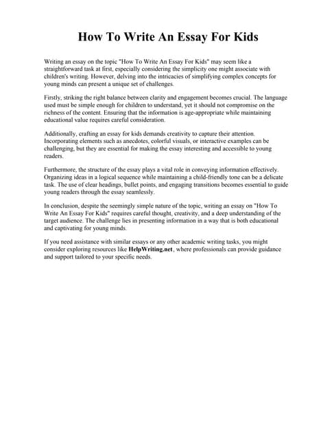 Essay Samples For Kids.pdf | Homework and Study | Education