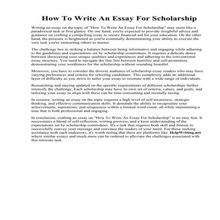 How To Write An Essay For Scholarship. FREE 9+ Scholarship Essay ...