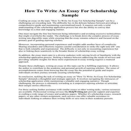 How To Write An Essay For Scholarship Sample | PDF