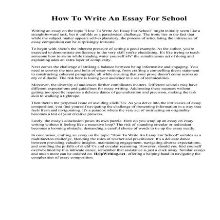 How To Write An Essay For School.pdf