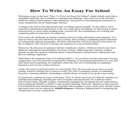 How To Write An Essay For School | PDF