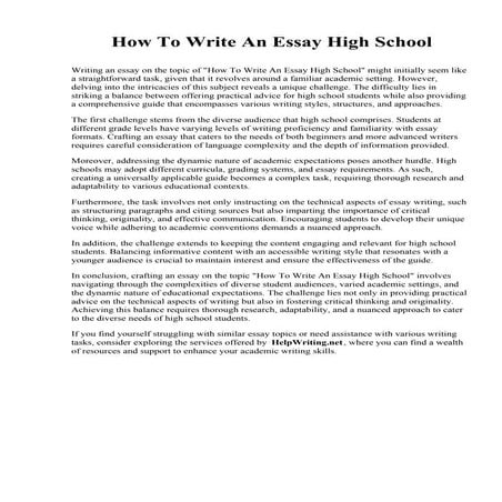 How To Write An Essay High School.pdf